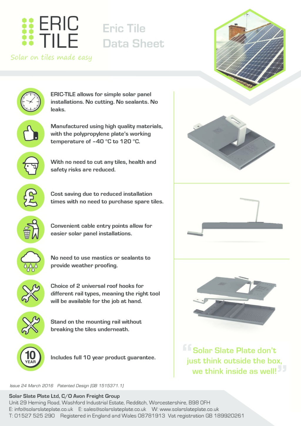 Eric Tile Data Sheet - Solar Slate Plate